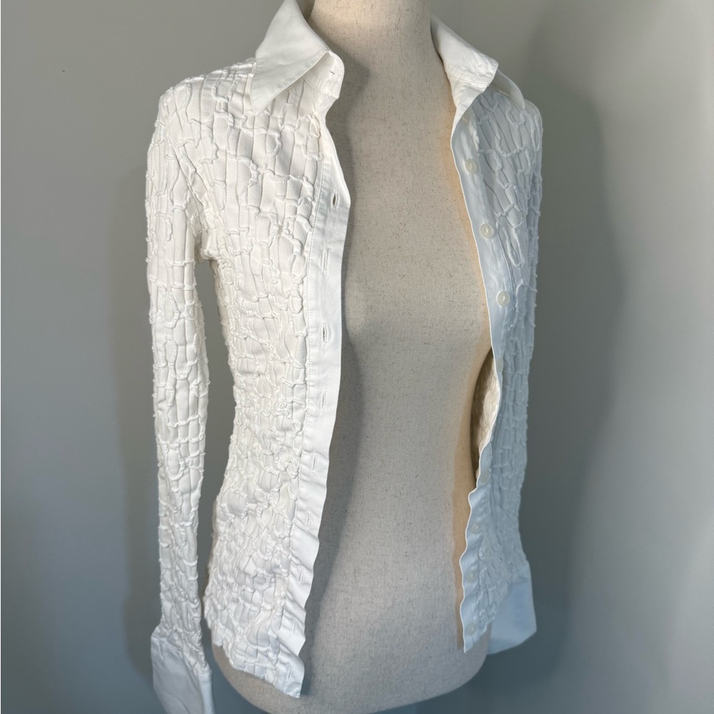 Rare Anne Fontaine White Textured Button-Up Shirt - Gem